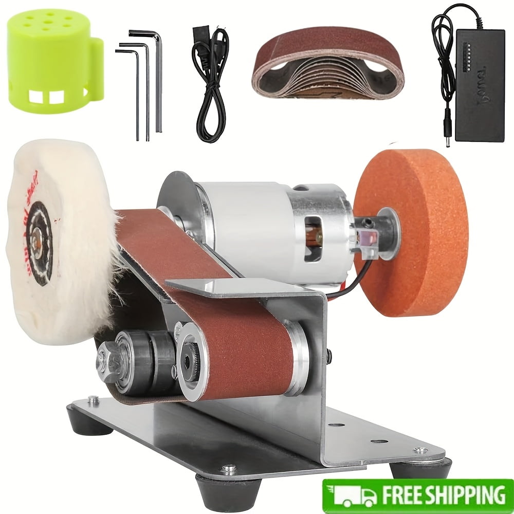 7-Speed Mini Electric Belt Sander with 10 Belts, Heavy-Duty Compact ...