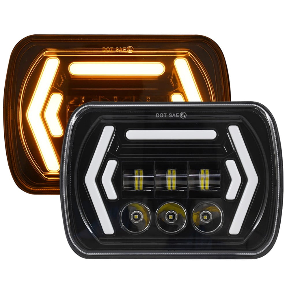 7" Square Headlight Universal (Tri-eye Triple Bead Double Arrow ...