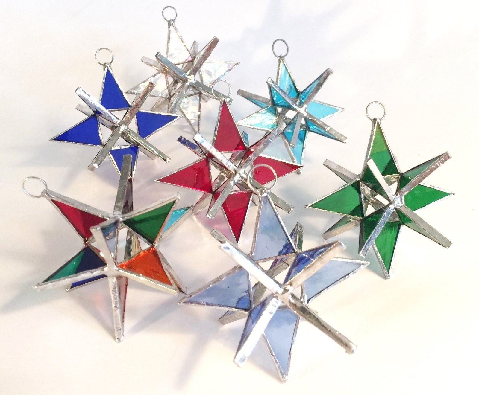 7 Stained Glass Moravian Stars -1 OF EACH COLOR !! The Perfect Gift ...