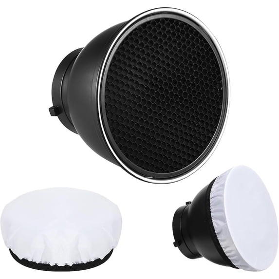 7" Standard Reflector Lamp Shade Dish Diffuser with 60° Honeycomb Grid ...