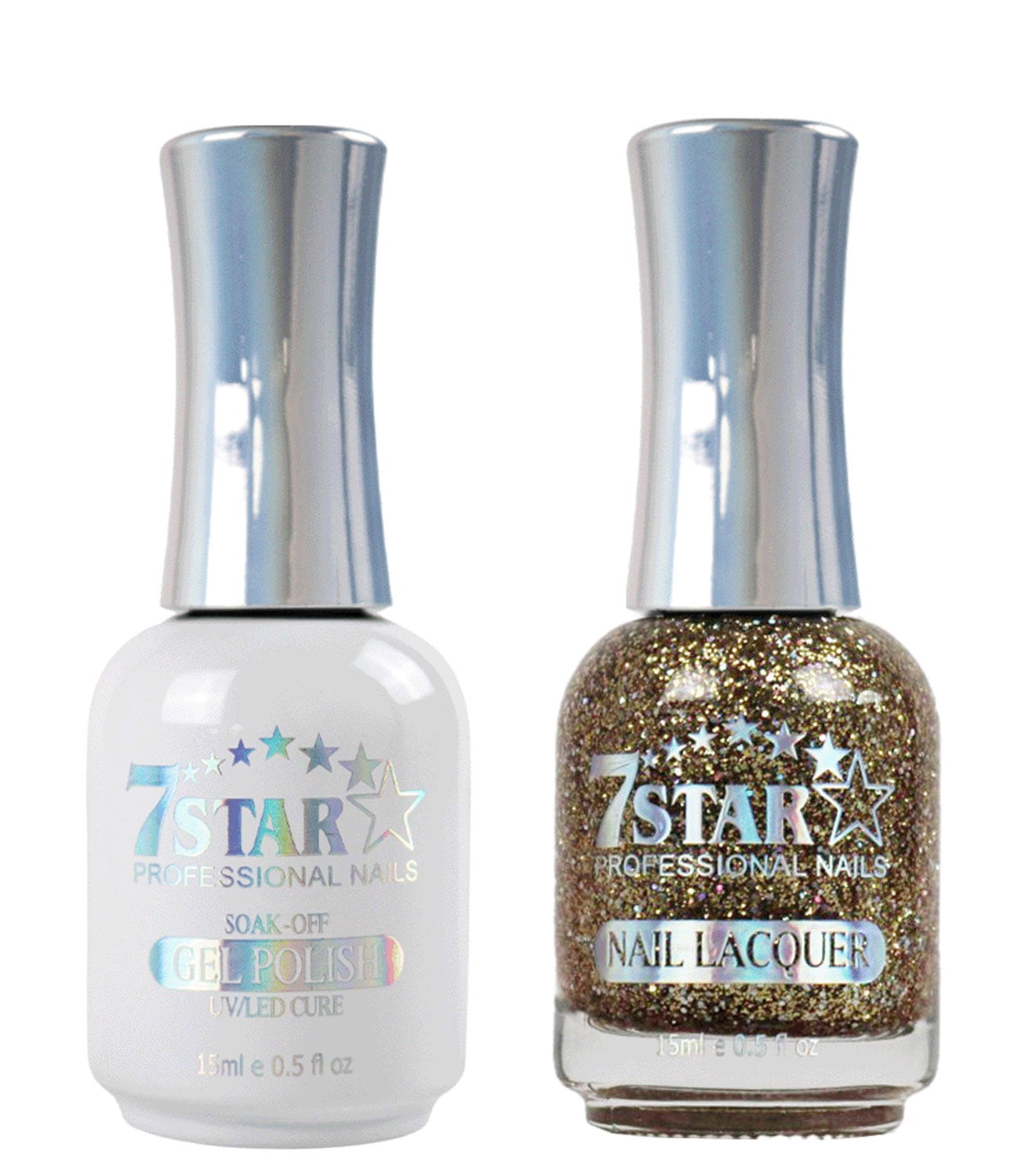 7 Star Gel Polish and Matching Vegan Nail Lacquer Gold Glitter # 369 ...