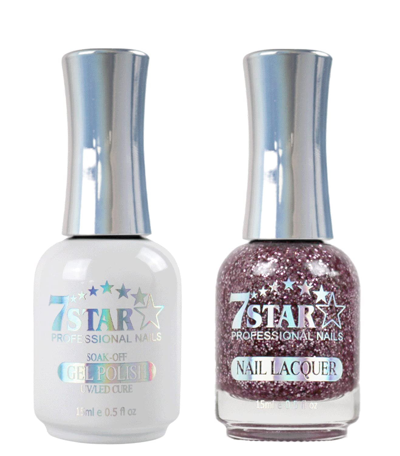 7 Star Gel Polish and Matching Vegan Nail Lacquer Pink Glitter # 354 ...