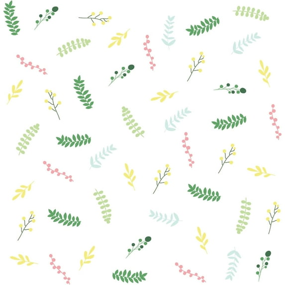 7 Style Colorful Plant Leaves Wall Decal Camphor Leaf Ruyi Tree Leaves ...