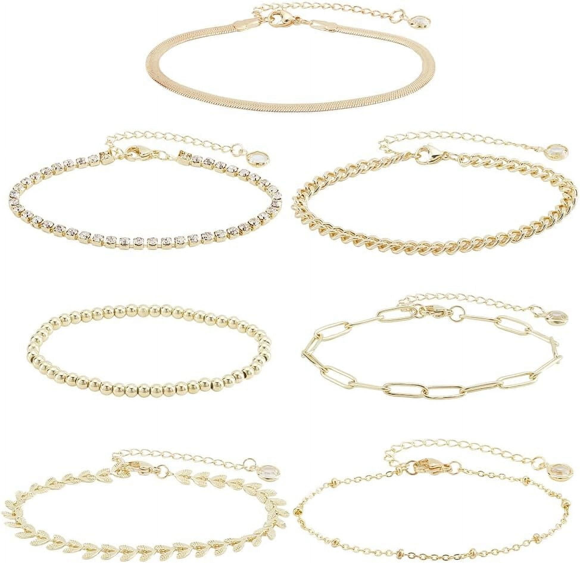 7 Style Gold Chain Bracelet Brass Adjustable Link Chain Paperclip Flat ...