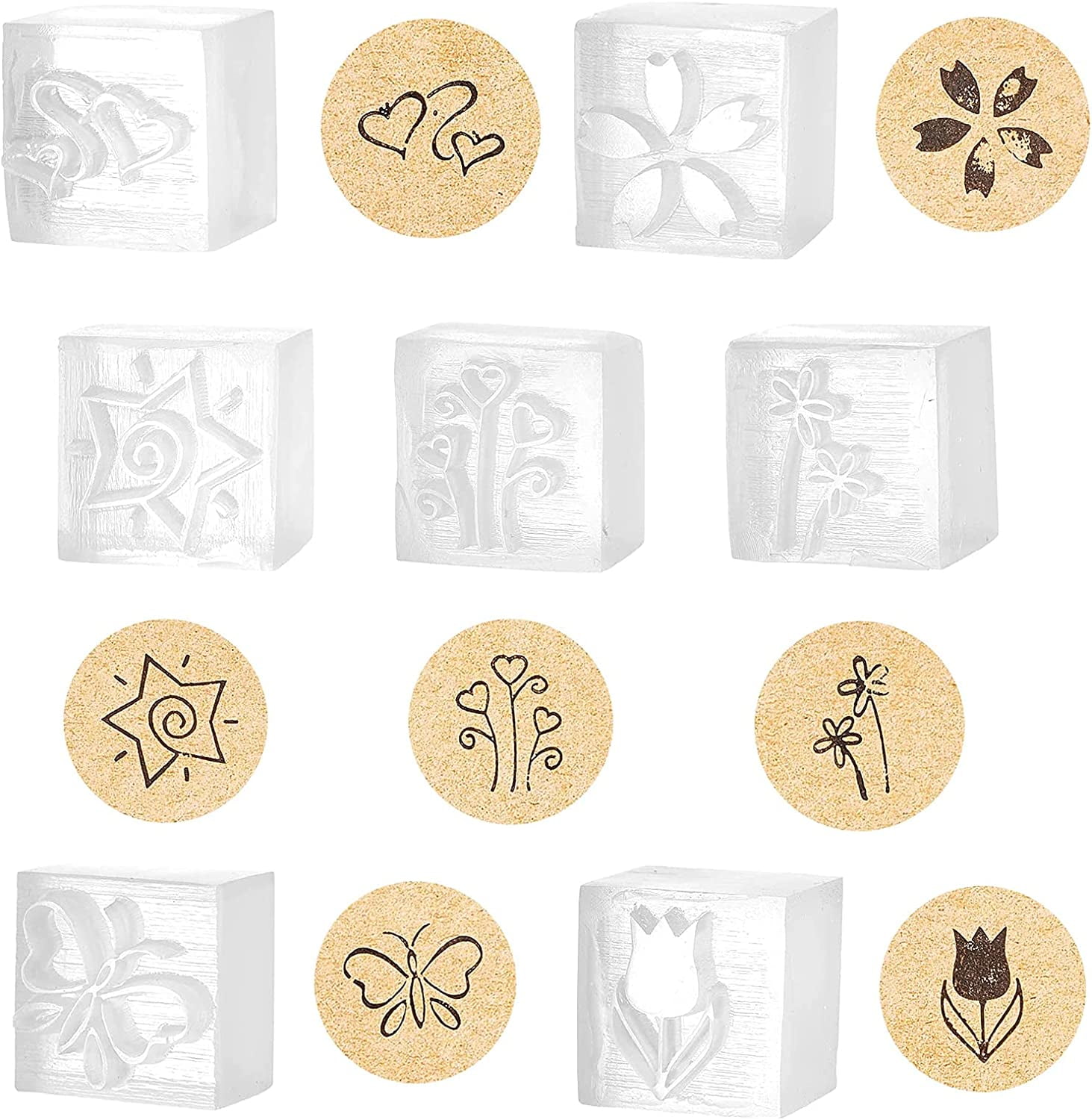 7 Style Stamping Mold Imprint Stamp Resin Flower Star Heart Soap ...