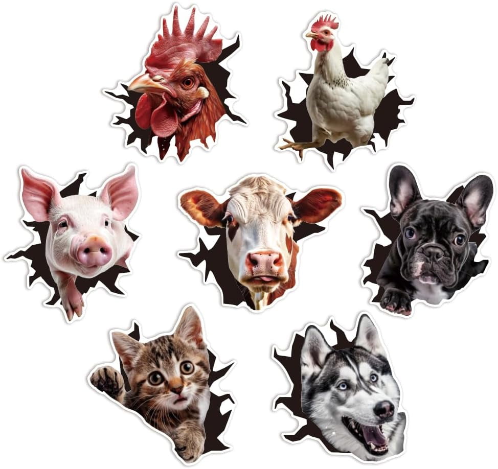 7 Styles 3D Animal Car Decal Dog Vehicles Stickers Pig Bumper Stickers ...