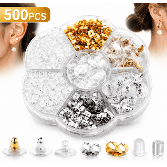 Genreen Earring Backs 500ct, Clear Plastic Hypoallergenic - Walmart.com
