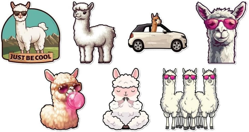 7 Styles Alpaca Vinyl Decal Stickers Funny Llama Animal Vinyl Decal ...