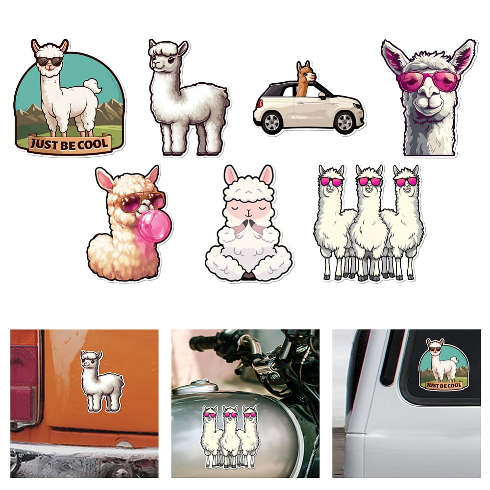 7 Styles Alpaca Vinyl Decal Stickers Funny Llama Animal Vinyl Decal ...