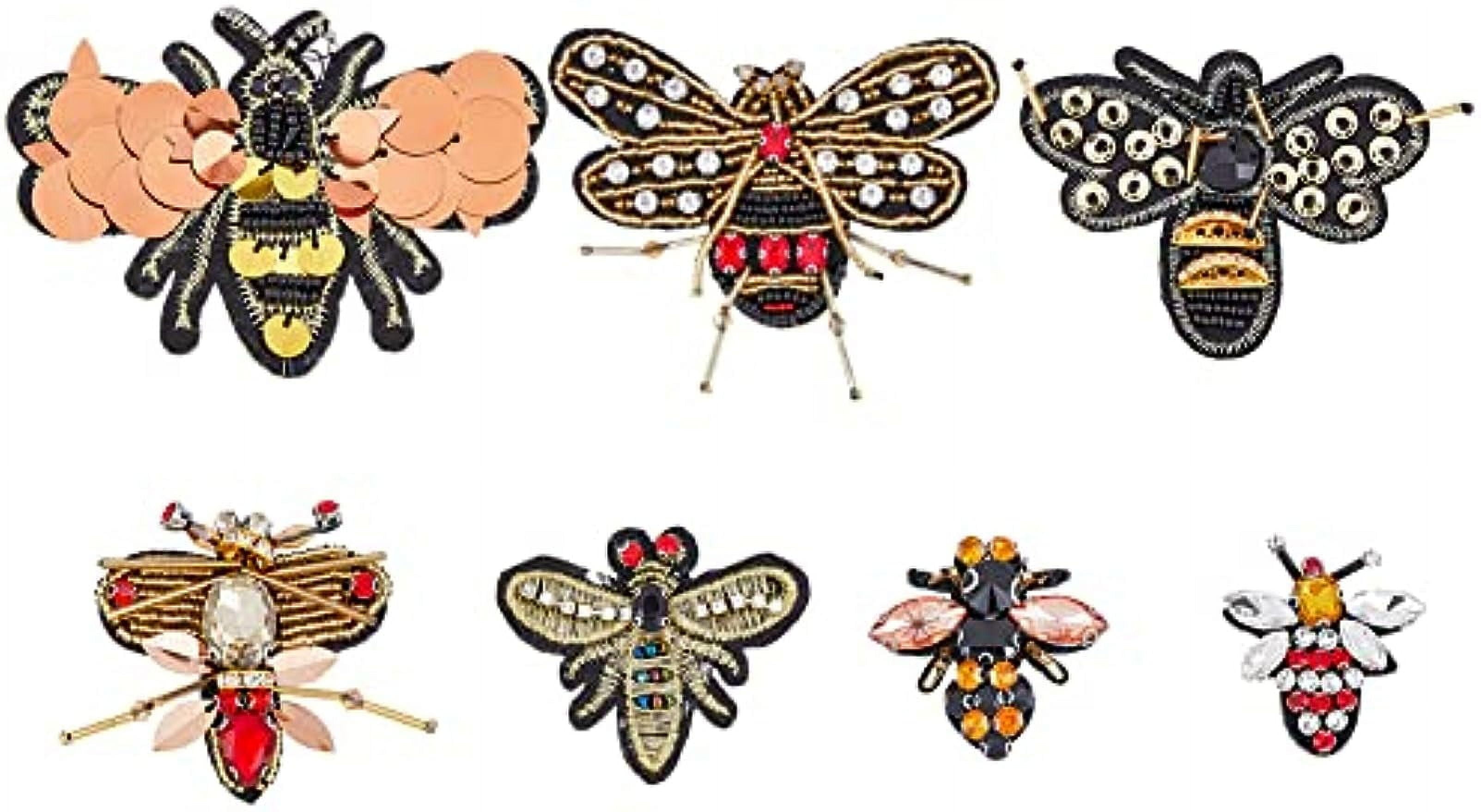 7 Styles Bee Beaded Patches Resin and Rhinestone Garments Appliques ...