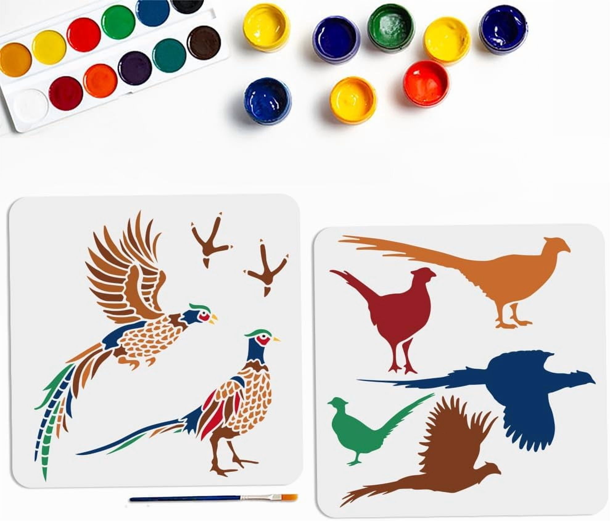 7 Styles Bird Stencils 11.8×11.8inch Wild Pheasant Bird Stencil with ...