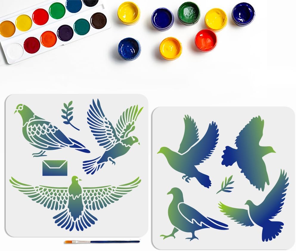 7 Styles Dove Bird Stencil 11.8×11.8inch Dove of Peace Stencils with ...
