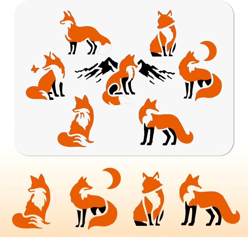 7 Styles Foxes Stencils for Painting 11.69"x8.27" Reusable Stencil ...