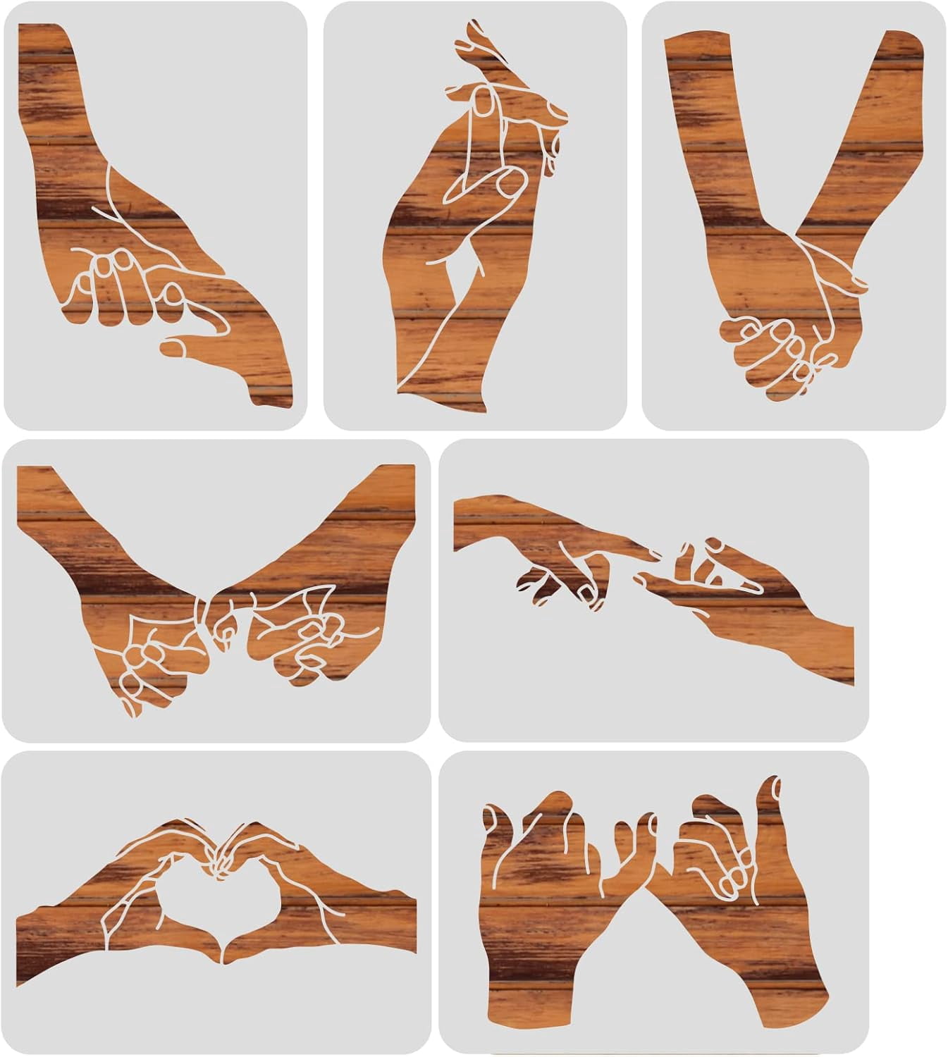7 Styles Gesture Pattern Plastic Drawing Painting Stencils 11.7x8.3 ...