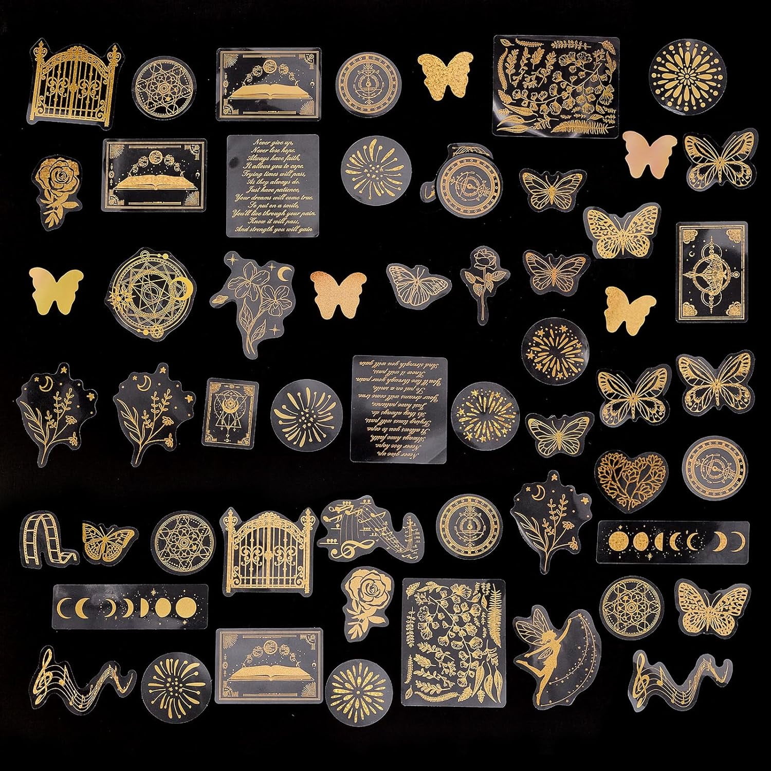 7 Styles Golden Resin Stickers Magic Circle Butterfly Door Geometry ...