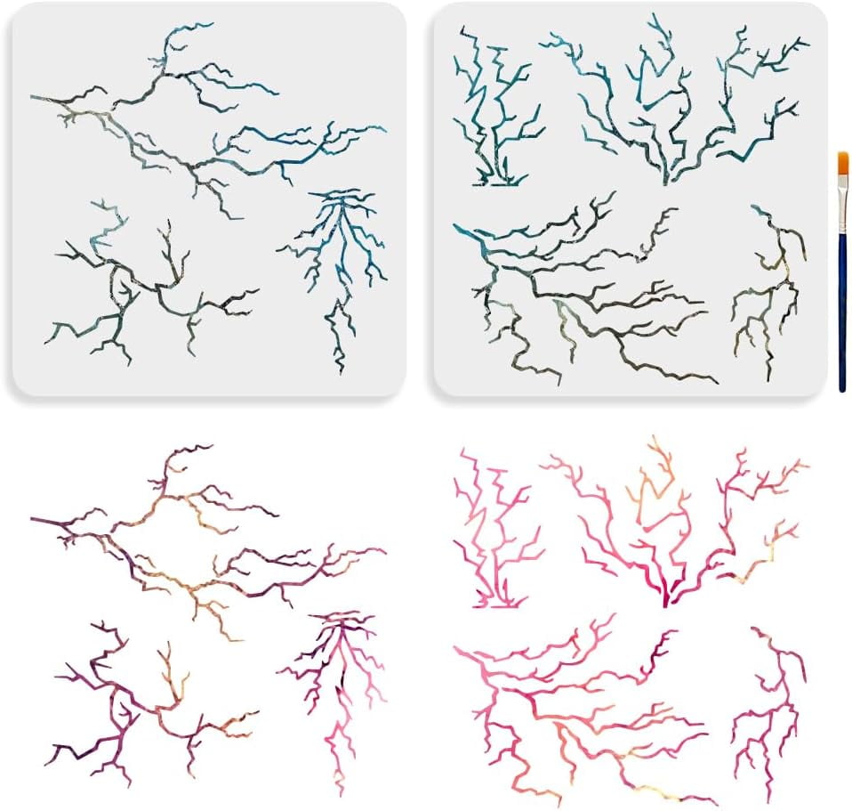 7 Styles Lightning Stencil 11.8×11.8inch Lightning Bolt Painting ...