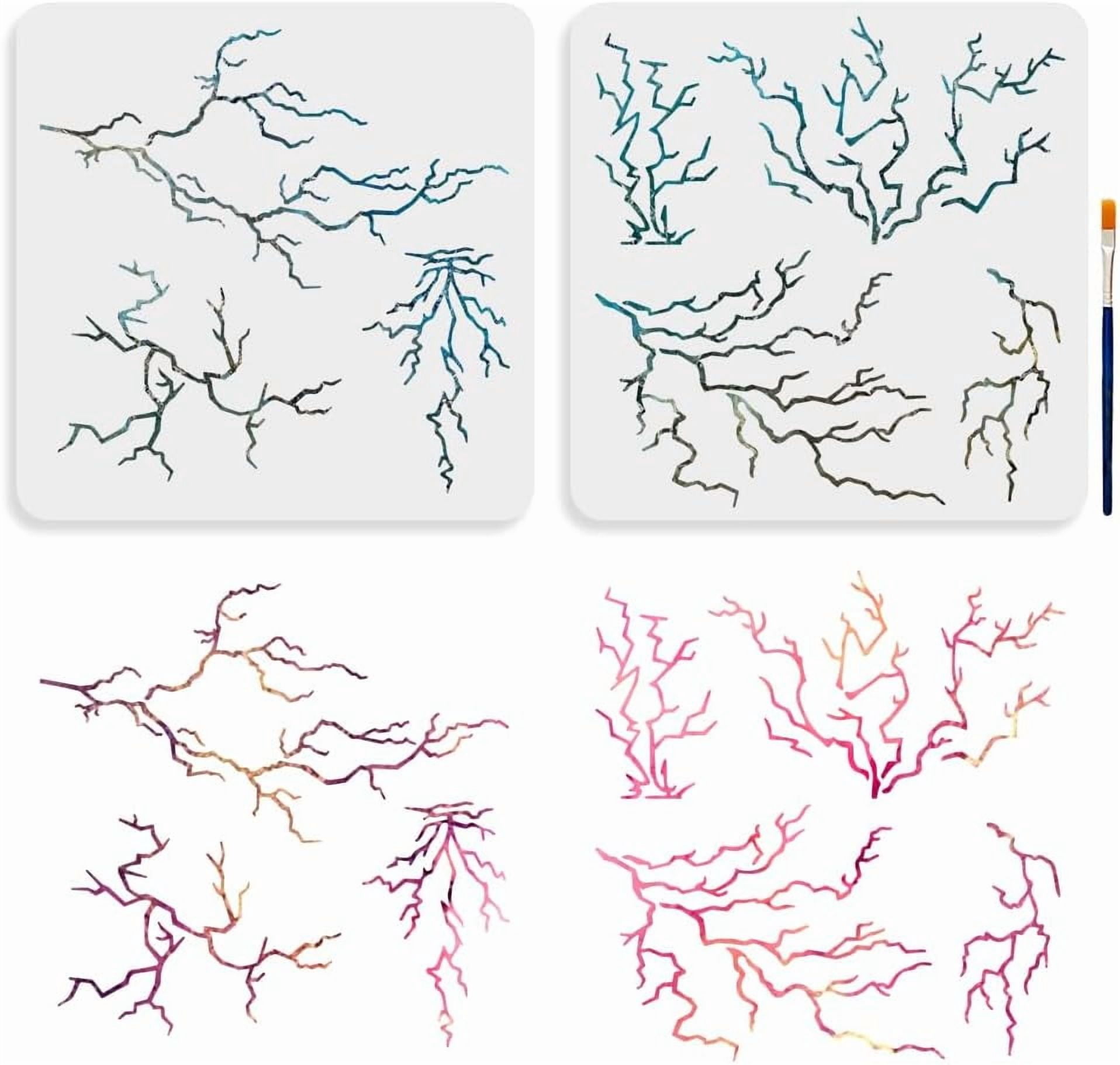7 Styles Lightning Stencil 11.8×11.8inch Lightning Bolt Painting ...