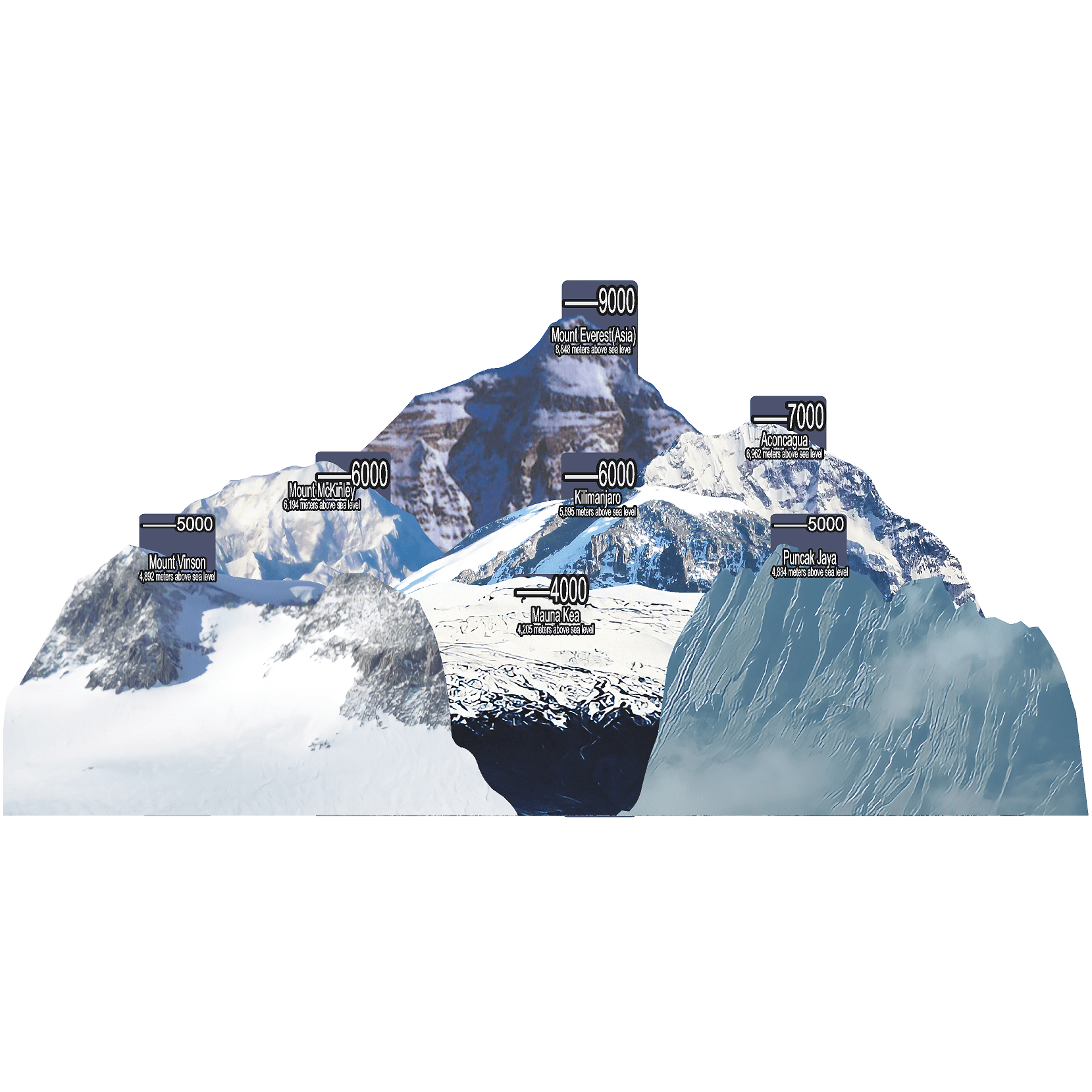 7 Summits Scale Model Worlds Tallest Mountains Cardboard Cutout Standee ...