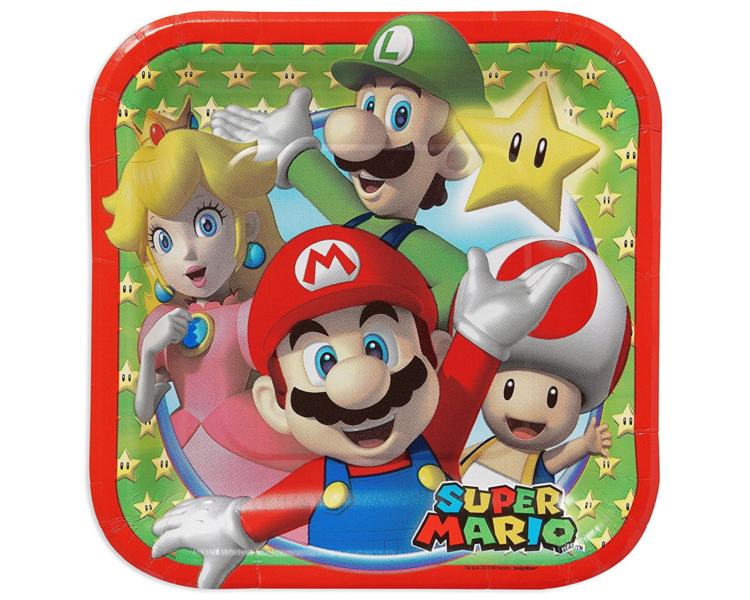 "7"" Super Mario Bros Themed Party Paper Square Plate, Luigi Dessert ...