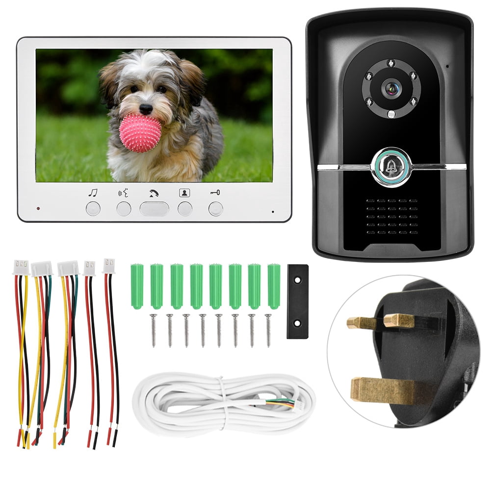 7" TFT LCD Intercom System for UK 110-240V IR Night Vision Wired Video ...