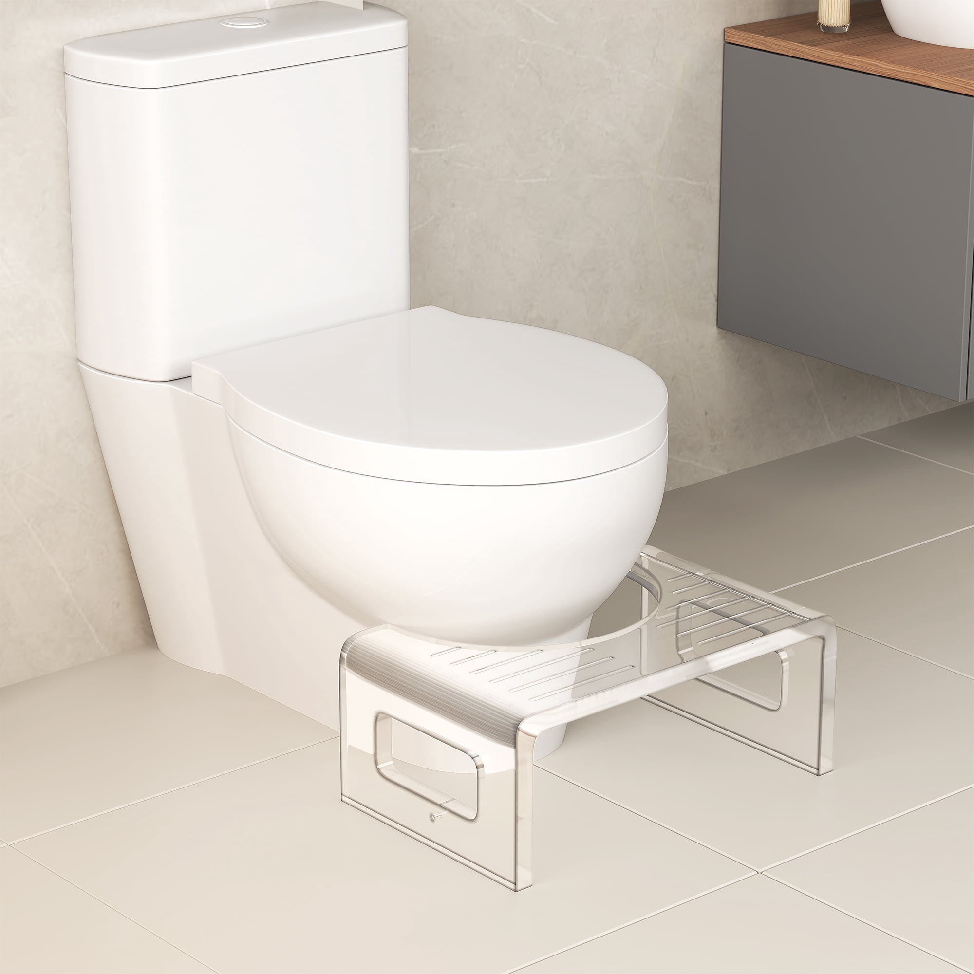 7'' Tall Acrylic Toilet Stool, Modern Non-Slip Potty Stool for All Ages ...