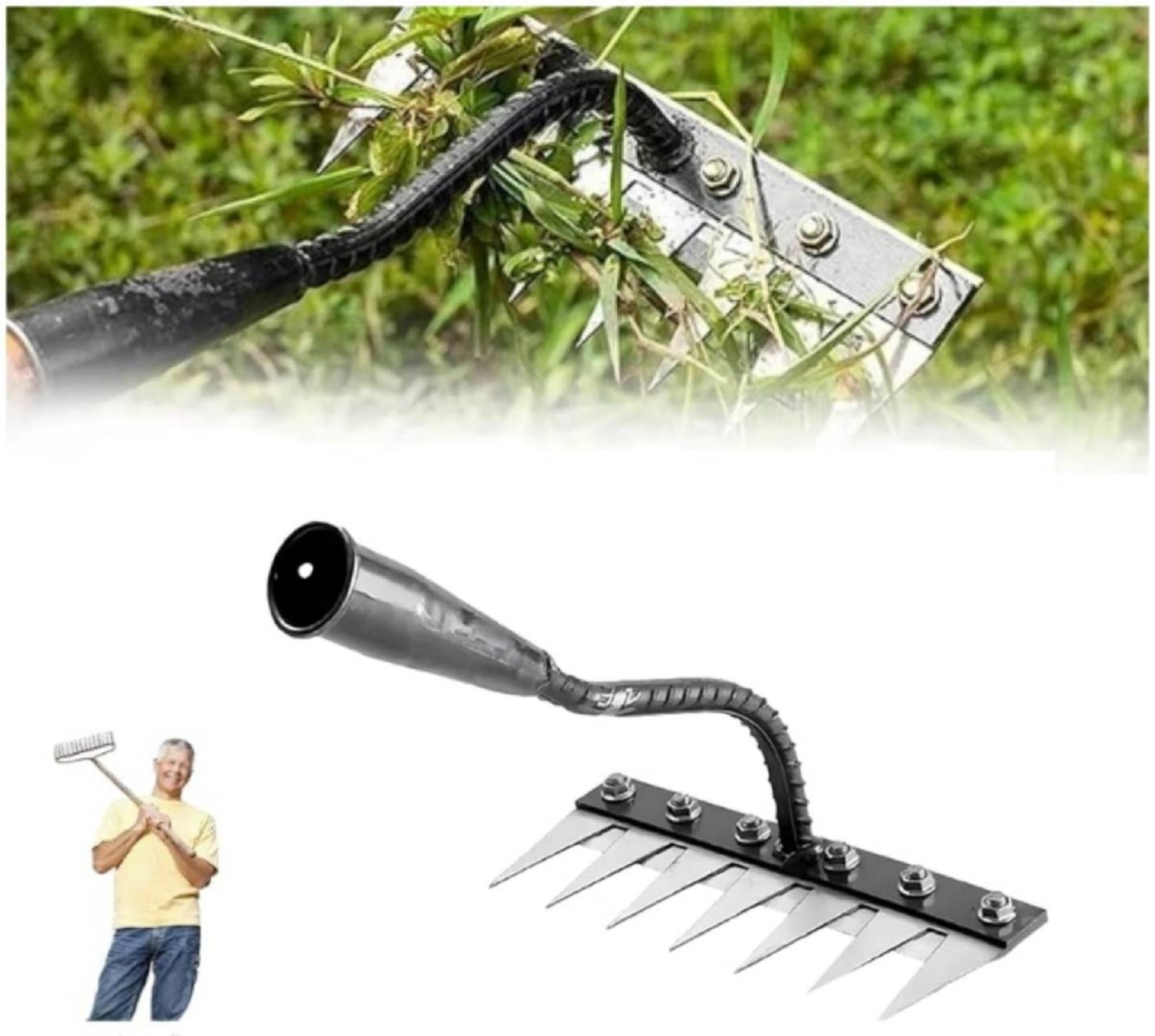 7 Teeth Carbon Steel Garden Weeding Rake, Iron Rake for Gardening and ...