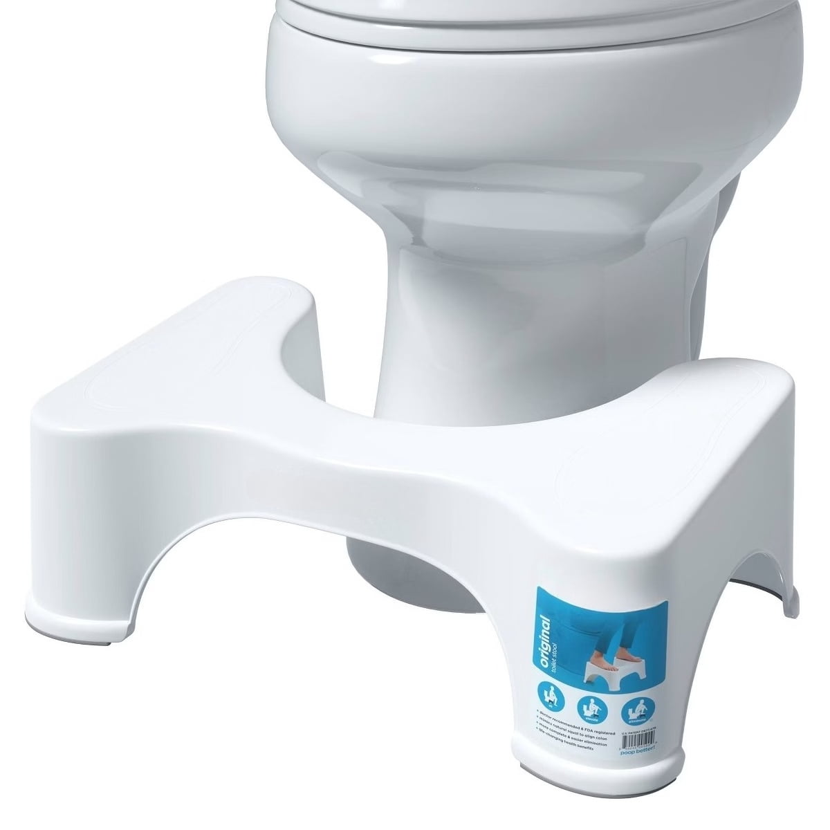 7" The Original Bathroom Toilet Stool White: Non-Slip Backing - Walmart.com