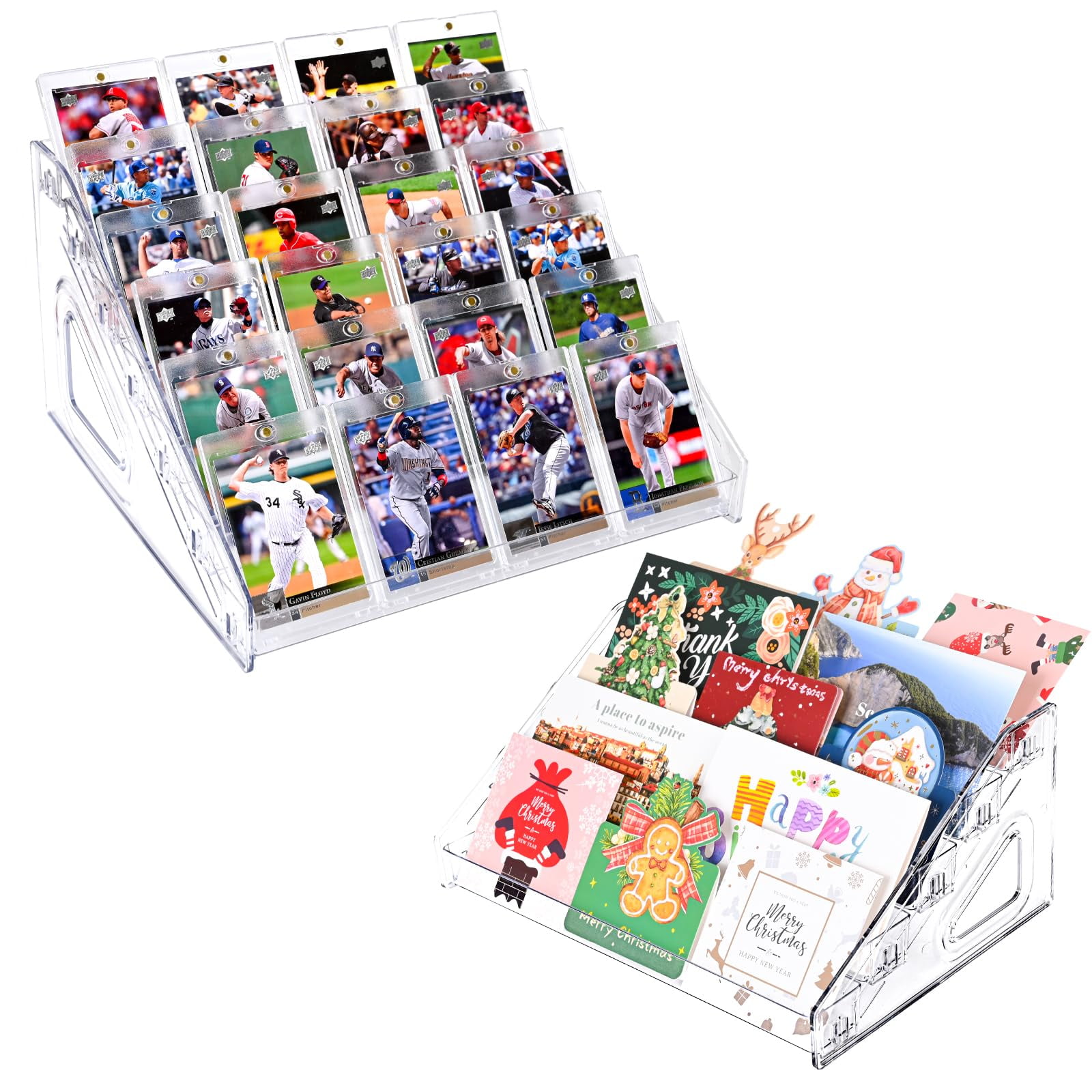 2 Pack 12 Inch 7 Tier Card Stand, Acrylic Display Shelf for Collectors ...