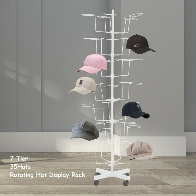 7 Tier Adjustable Rotating Hat Display Rack Retail Display Cap Stand ...