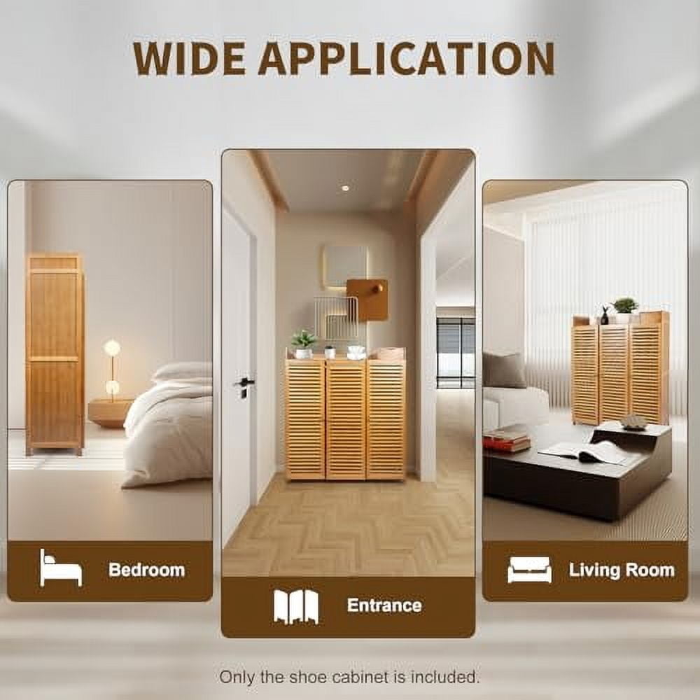 7 Tier Bamboo Bamboo Shoe Cabinet Shoe Cabinet Storage with Folding ...