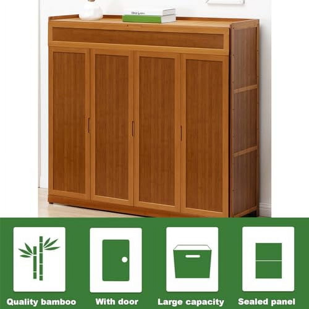 7 Tier Bamboo Shoe Storage Cabinet,Shoe Storage Organizer with Double ...