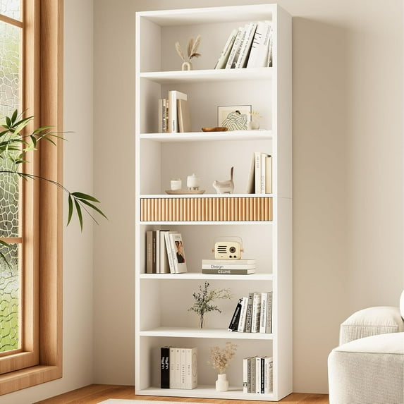 7-Tier Bookshelf with Storage, 72" Tall Bookcase with Drawer, Display ...