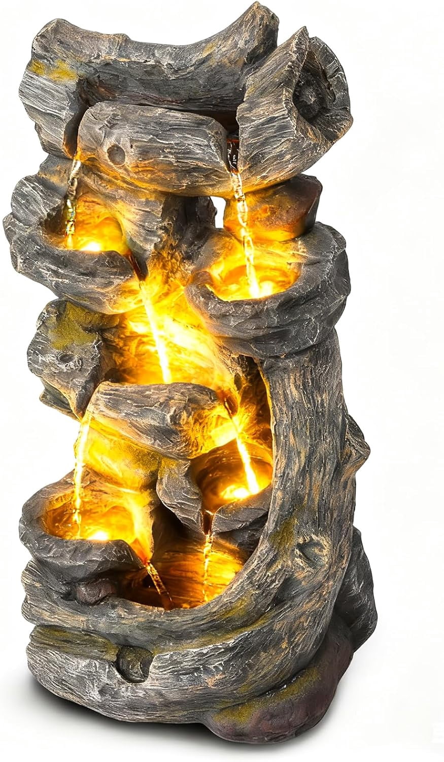 7-Tier Cascading Outdoor Water Fountains with LED Lights, 37.2" H Large ...