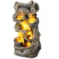 7-Tier Cascading Outdoor Water Fountains with LED Lights, 37.2" H Large ...