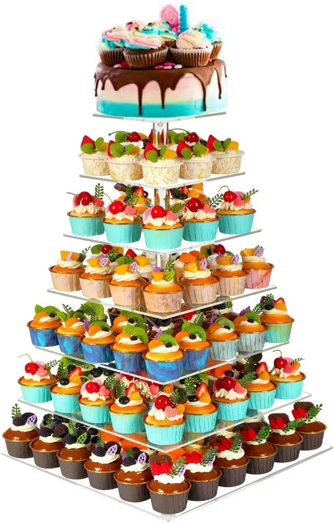 7 Tier Cupcake Stand for 100 Cupcakes, Cake and Cupcake Combo Dessert ...