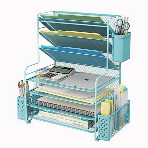 7 Tier Desk File Organizer, Letter Tray Paper Organizer with Pen Holder ...