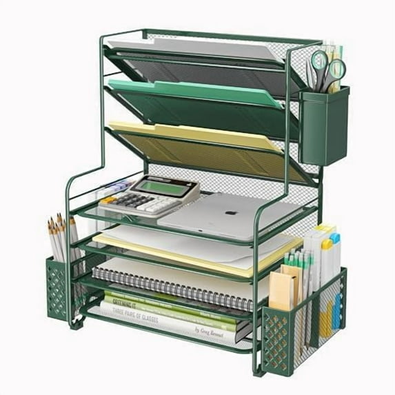 7 Tier Desk File Organizer, Letter Tray Paper Organizer with Pen Holder ...