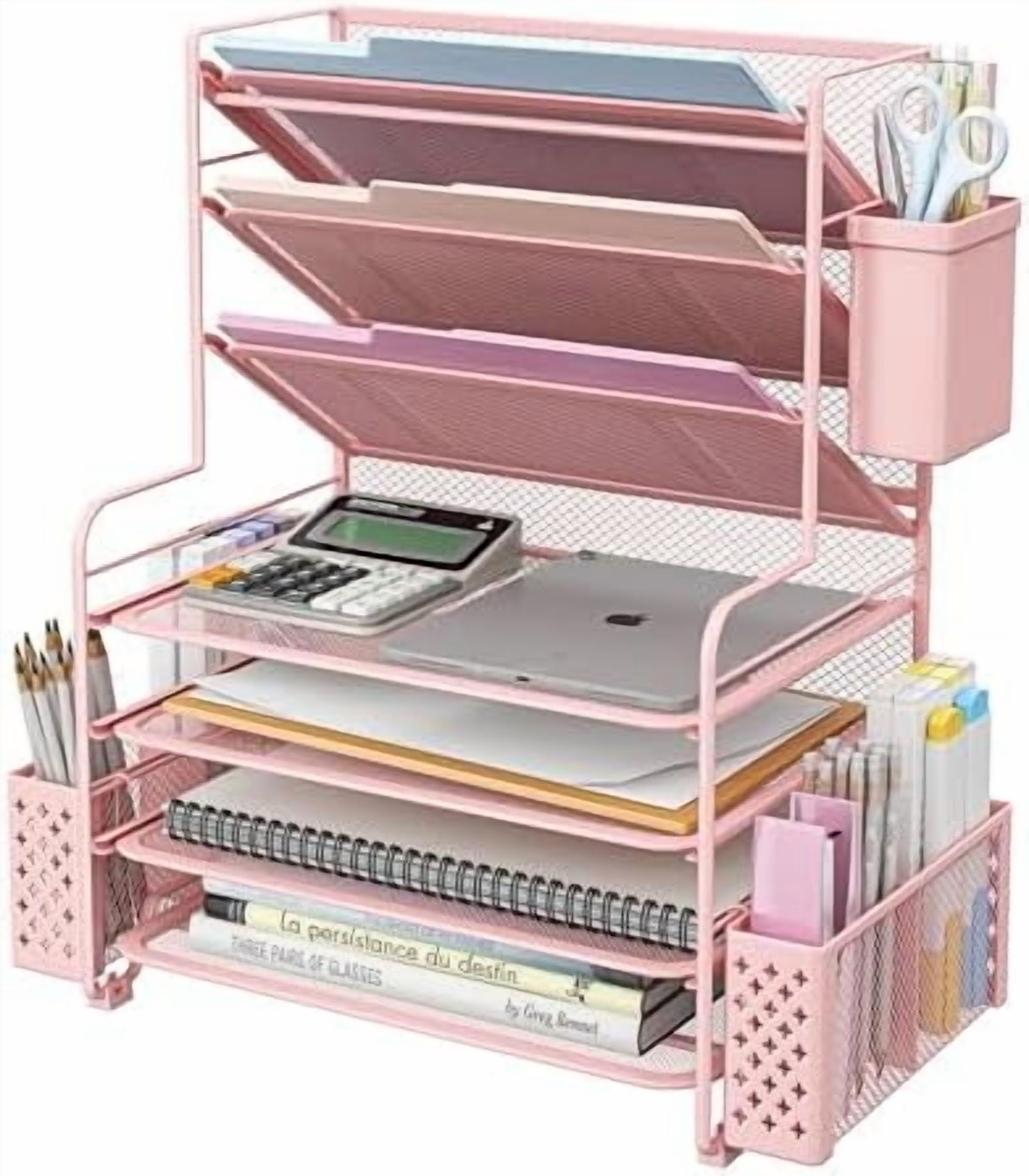 7 Tier Desk File Organizer, Letter Tray Paper Organizer with Pen Holder ...