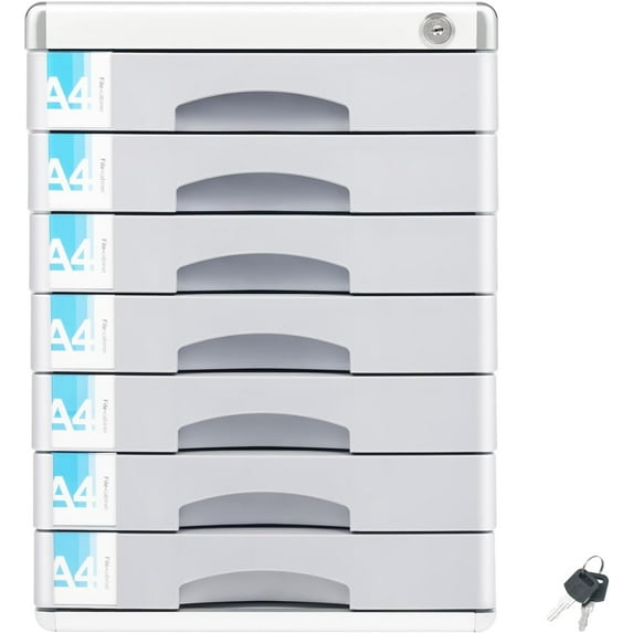 7 Tier Desktop Drawer Organizer, Aluminum Alloy File Organizer, Desktop ...