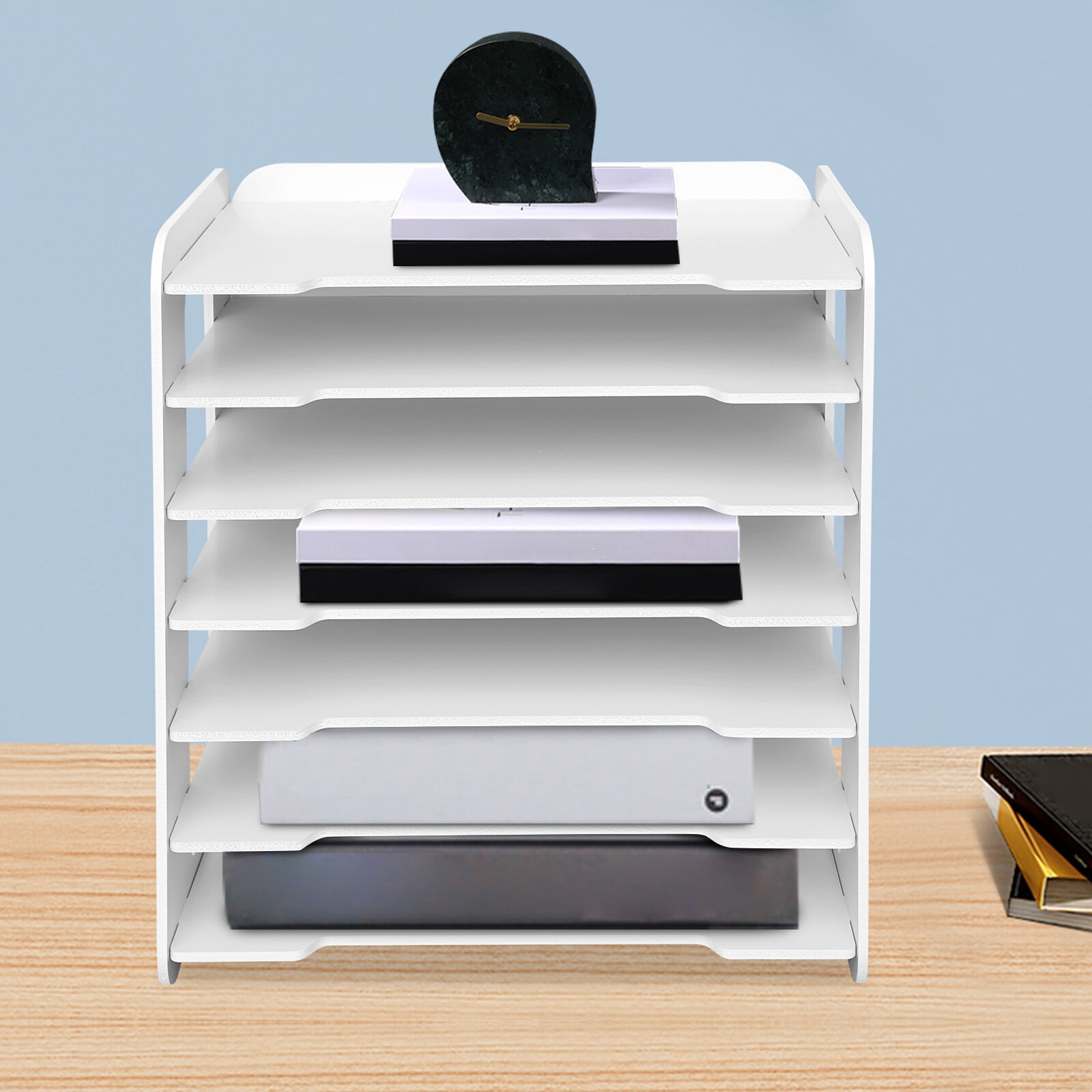 7 Tier Desktop Organizer Paper File Holder Document Storage Rack Office ...
