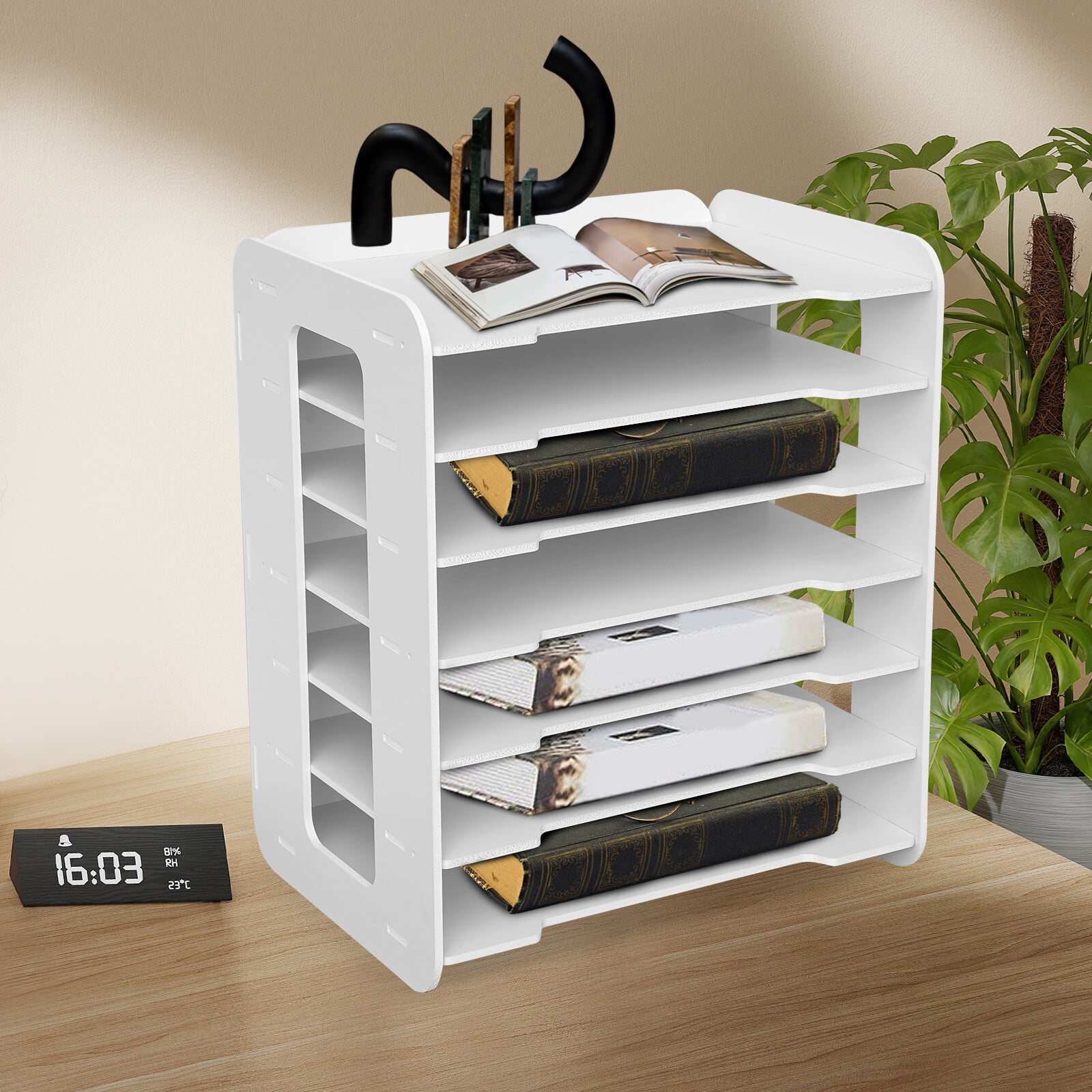 7 Tier Desktop Organizer Paper File Shelf Document Storage Rack Holder ...