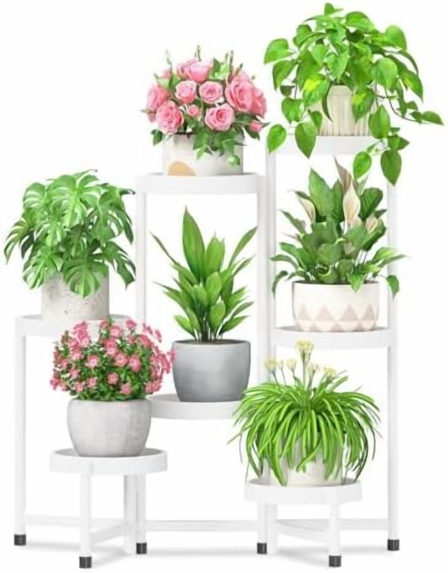 7 Tier Folding Plant Stand Indoor Outdoor with Plastic Tray, Tiered ...