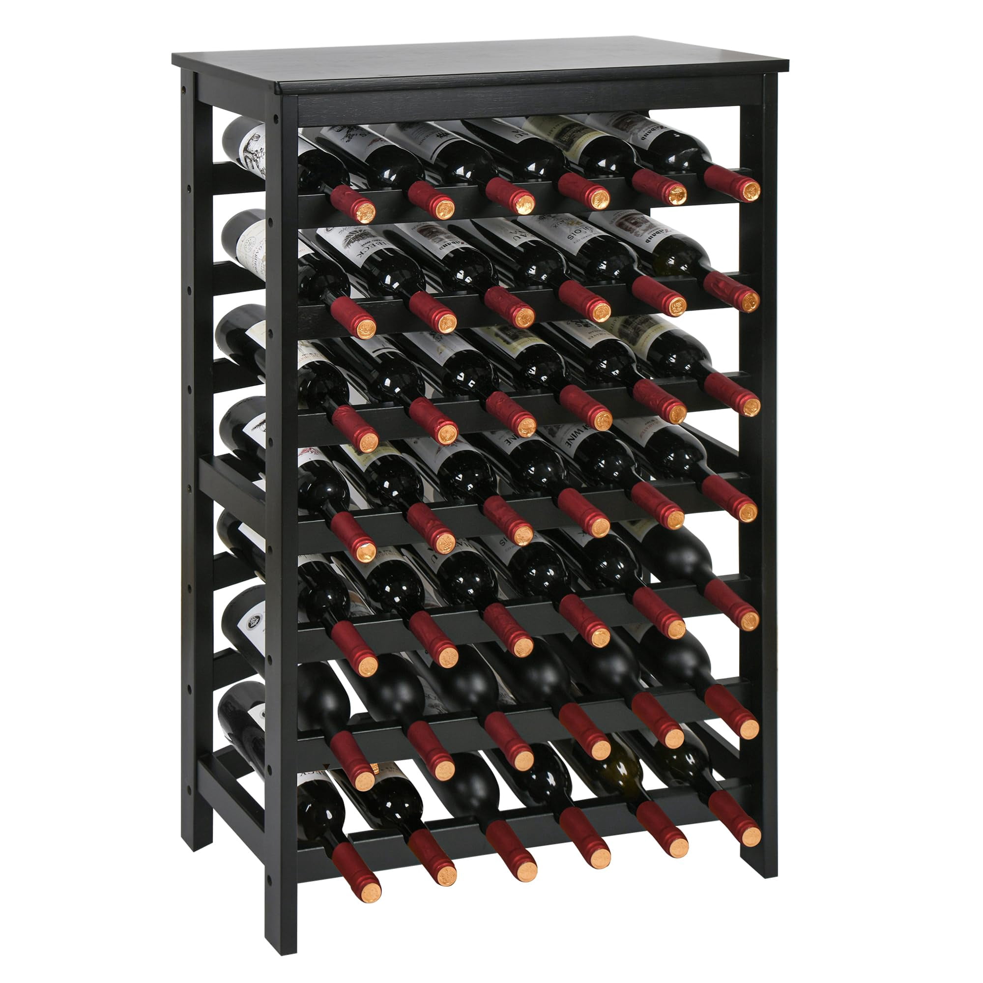 7 Tier Freestanding Bamboo Wine Rack 42 Bottles Storage Shelf with ...