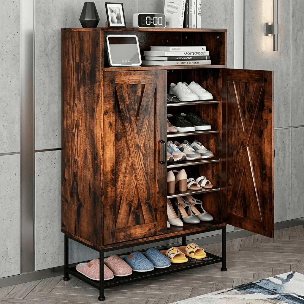 7-Tier Freestanding Wooden Shoe Rack, Removable Shelves, Multi ...