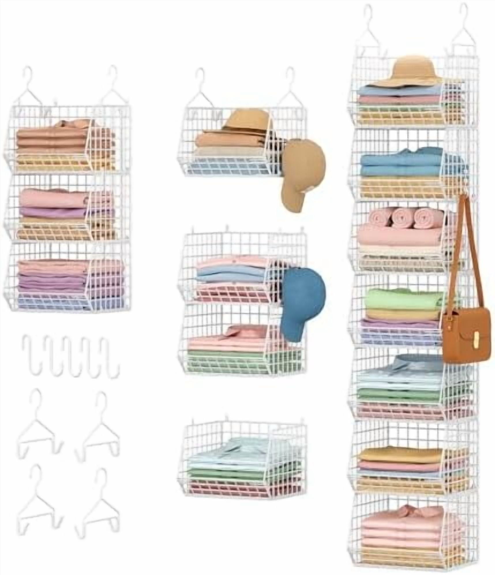7 Tier Hanging Closet Organizer and Storage, Foldable Wire Closet ...