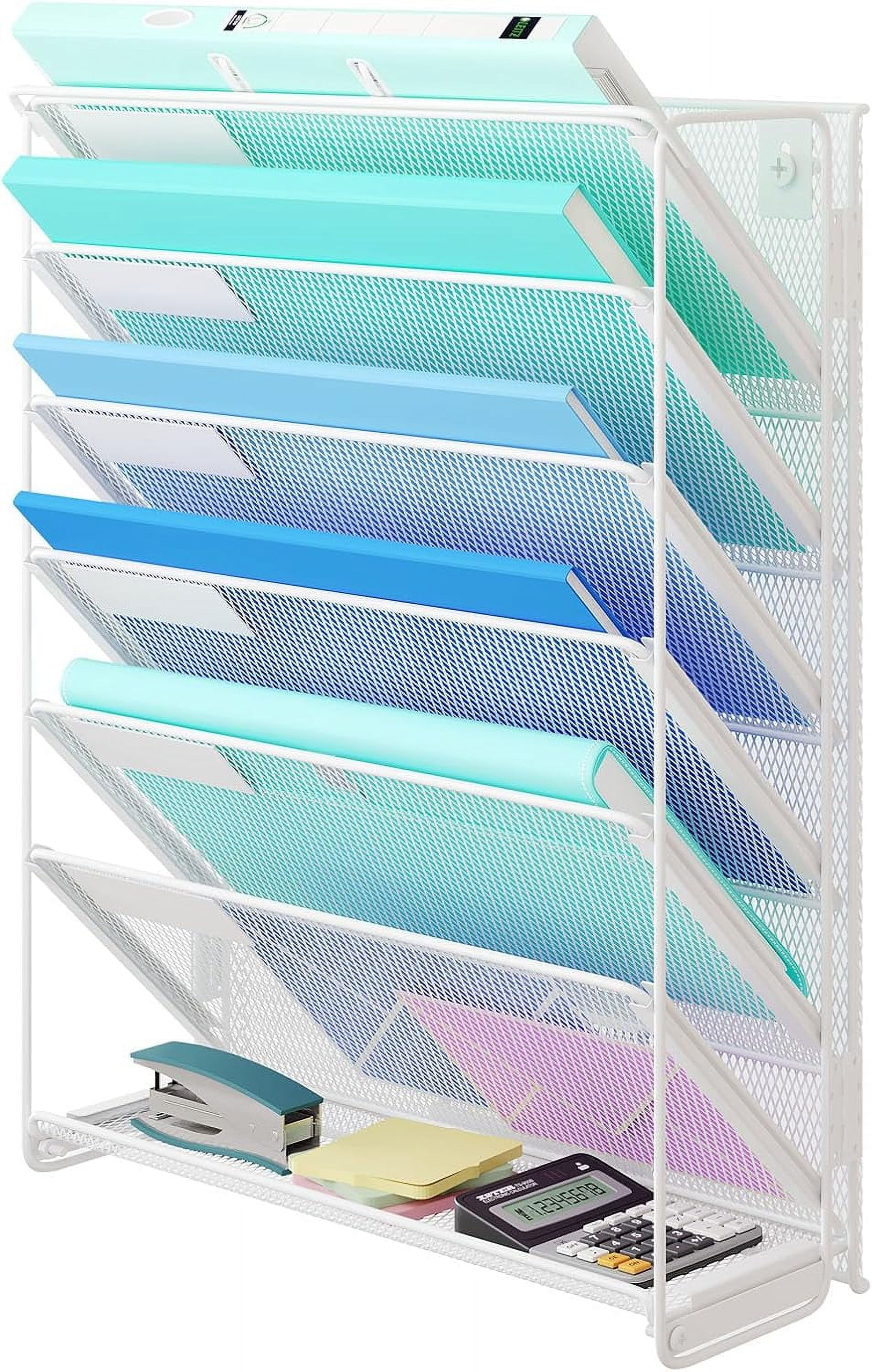 7-Tier Hanging File Organizer Vertical Wall File Organizer Wall File ...