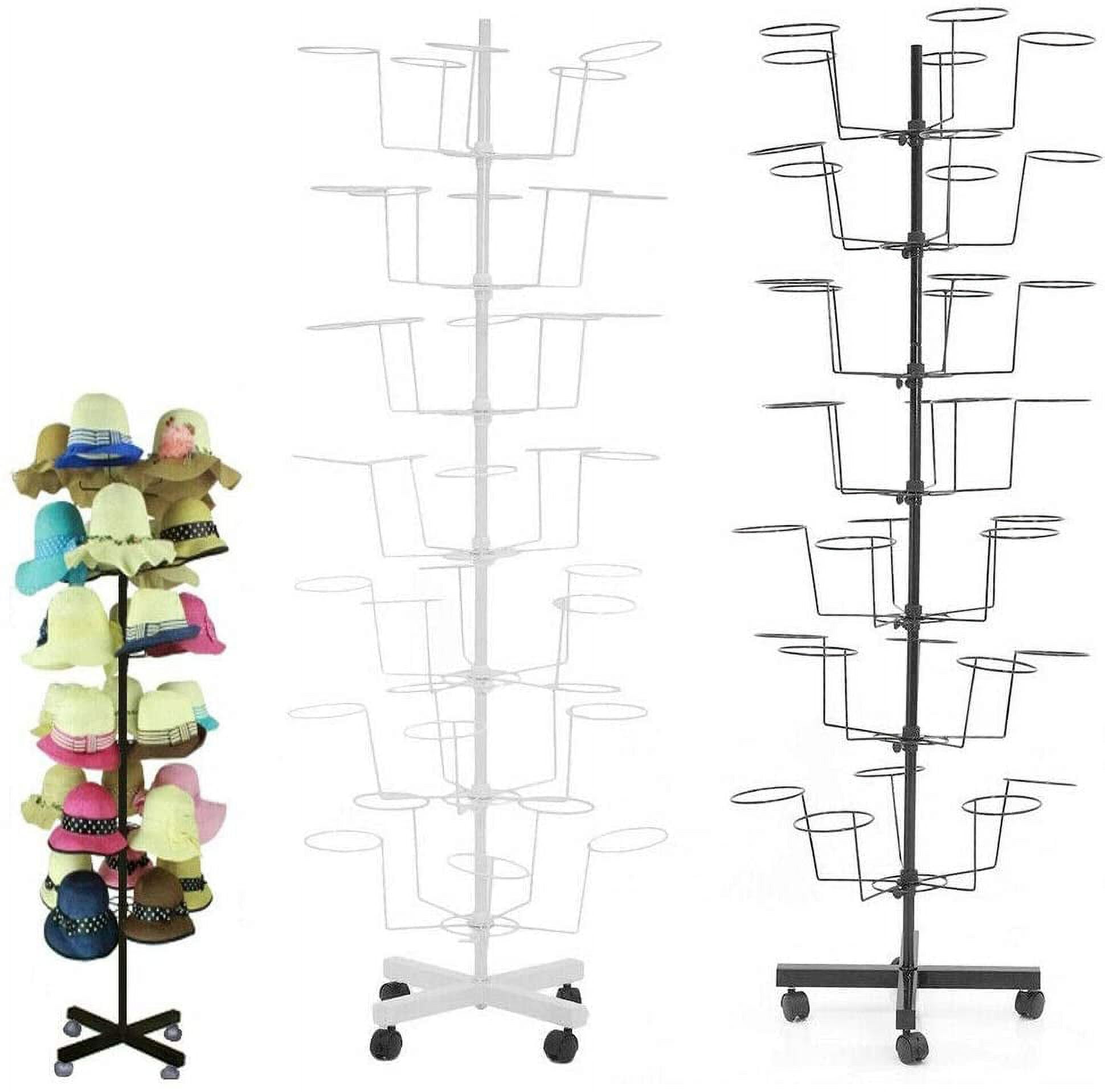 7 Tier Hats Stand Display, Hat Rotating Display Retail Tower with 35 ...