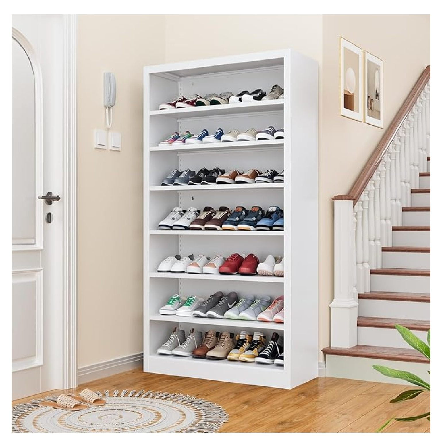 7-Tier Heavy Duty Steel - Adjustable Shelving Unit with Back Panel for ...