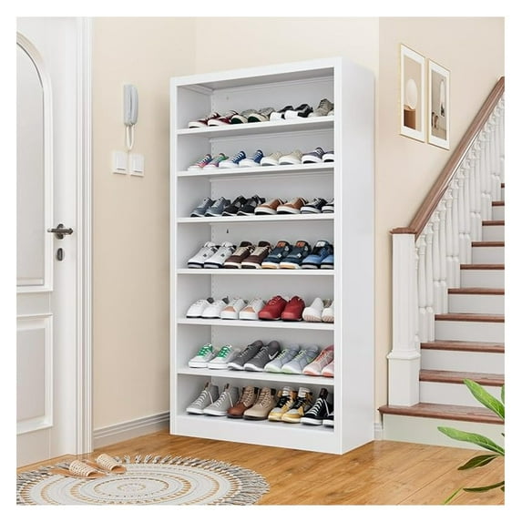 7-Tier Heavy Duty Steel - Adjustable Shelving Unit with Back Panel for ...