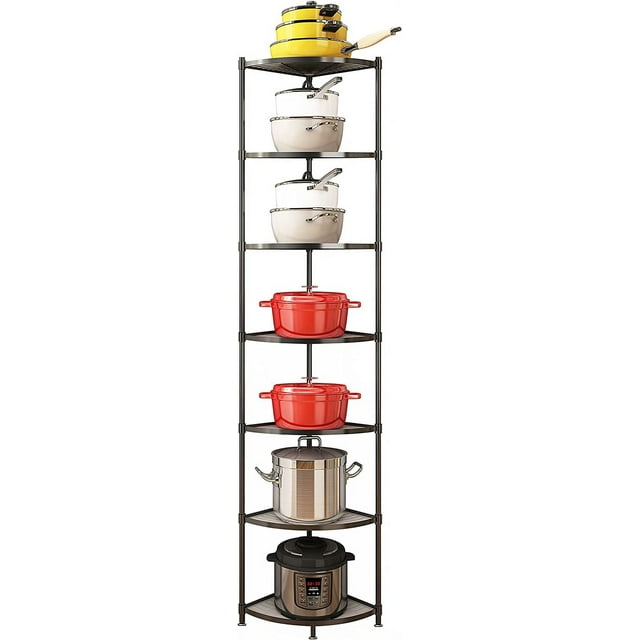 7-Tier Kitchen Pot Rack, Cookware Stand Storage Organizer ，Multi-Layer ...